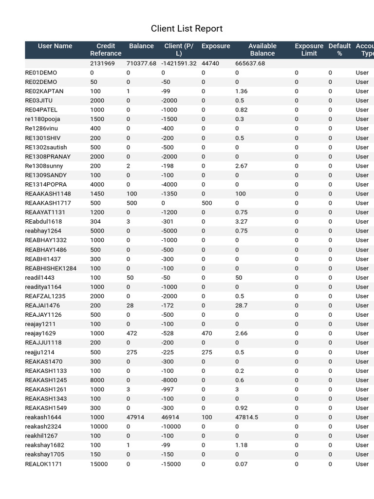 Client List Report | PDF