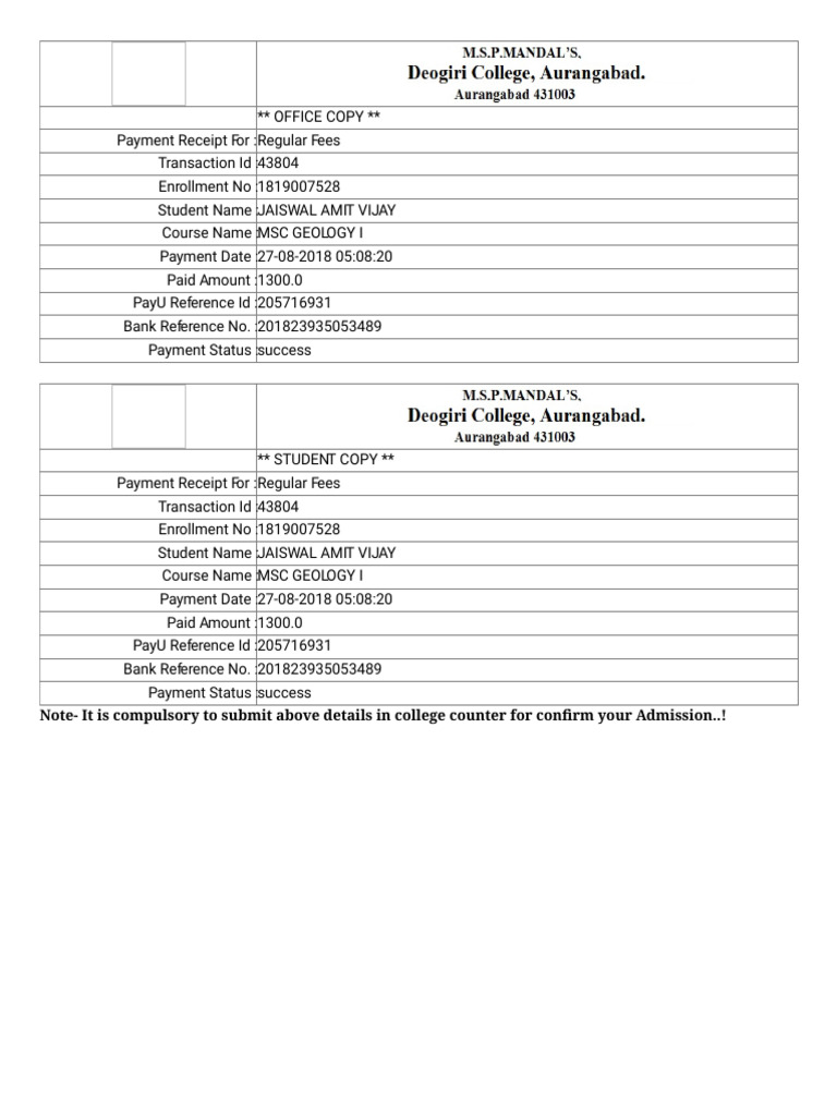 Regular Fee Msc-I | PDF