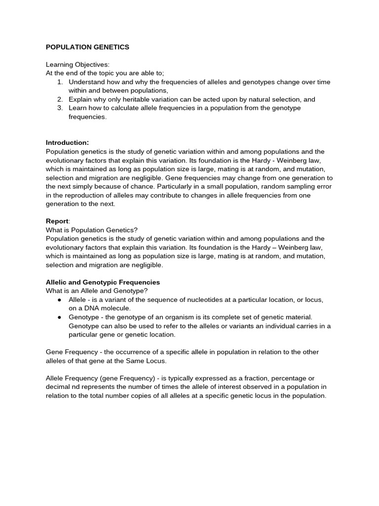 POPULATION-GENETICS | PDF | Population Genetics | Mutation