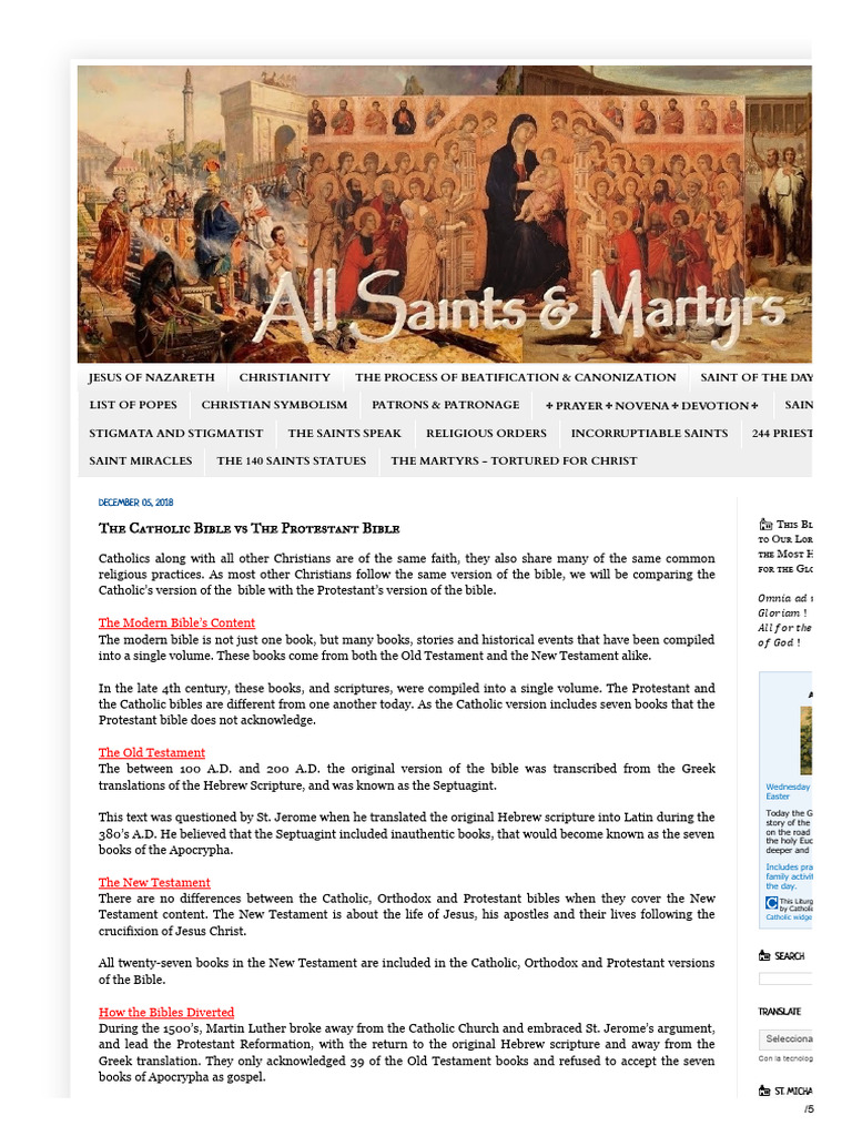 Catholic vs Protestant Bible Differences | PDF | Bible | Biblical Canon
