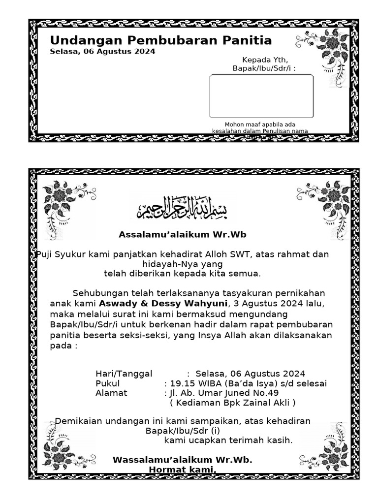 Contoh Surat Undangan Rapat Panitia Pernikahan 1 240703124043 747dcd14 ...