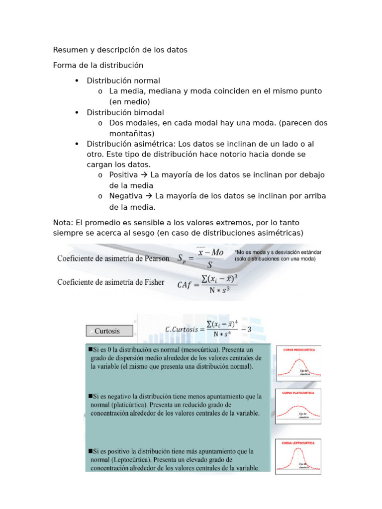 Resumen y Descripción de Los Datos | PDF