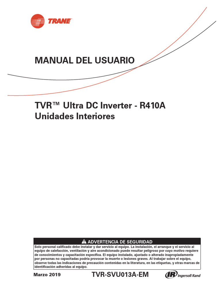 Manual TVR Ultra DC Inverter R410A | PDF | Aire acondicionado | Estufa