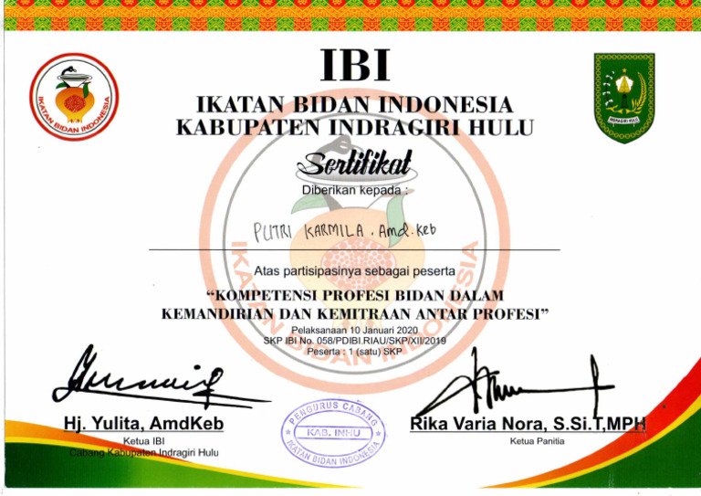 Sertifikat IBI 1 | PDF