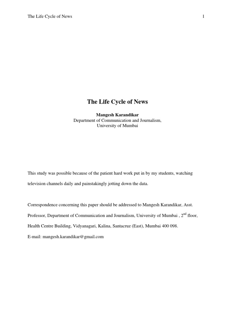 The Life Cycle of News | PDF | Newspapers | News