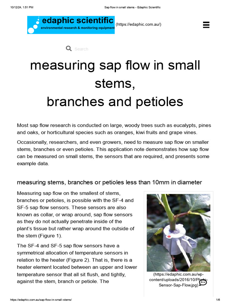 Sap Flow in Small Stems - Edaphic Scientific | PDF | Plant Stem | Flow ...