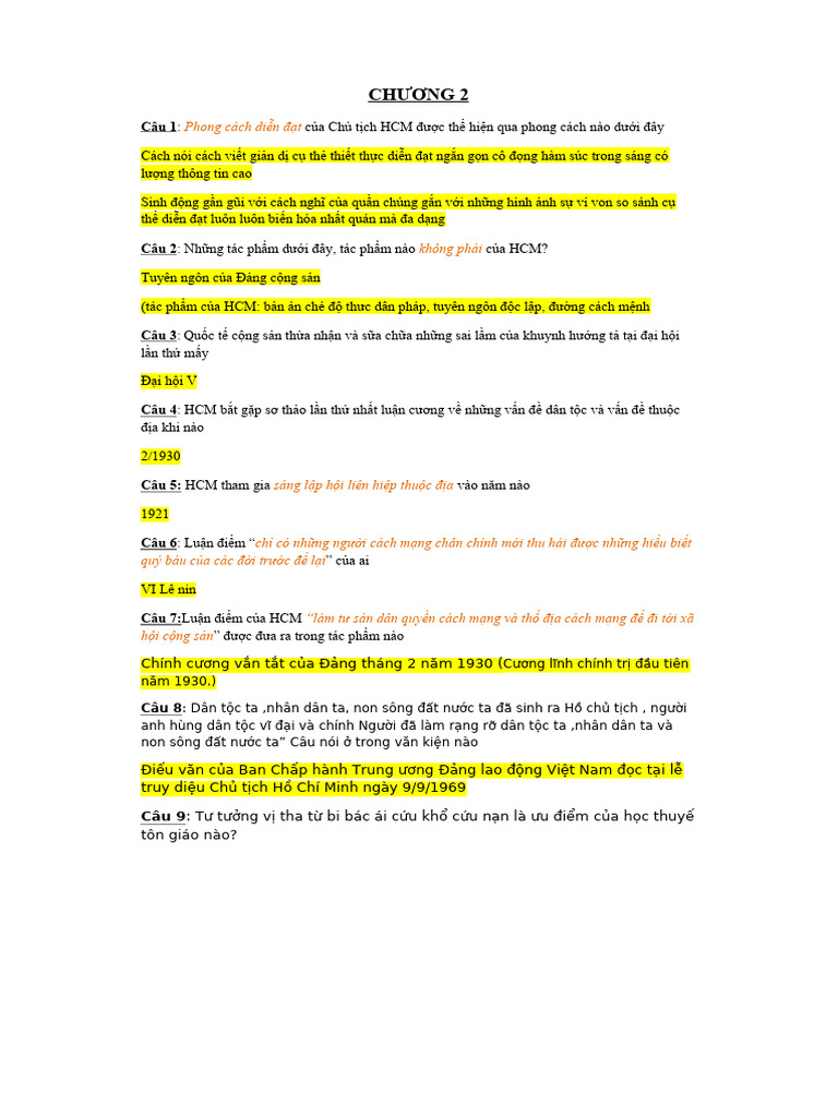 Cau Hoi Tu Luan Chuong 2 Tu Tuong Ho Chi Minh Dai Hoc Kinh Te Quoc Dan ...