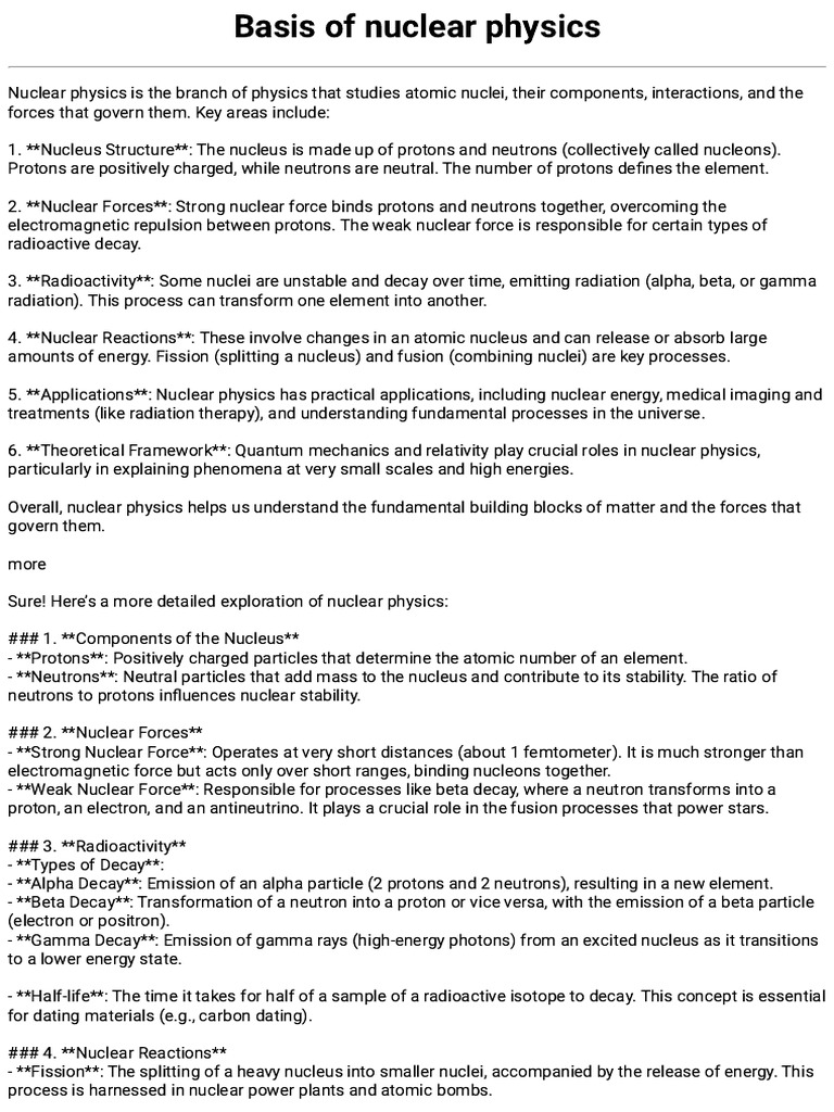 Basis of Nuclear Physics1729304067 | PDF | Nuclear Physics | Atomic Nucleus