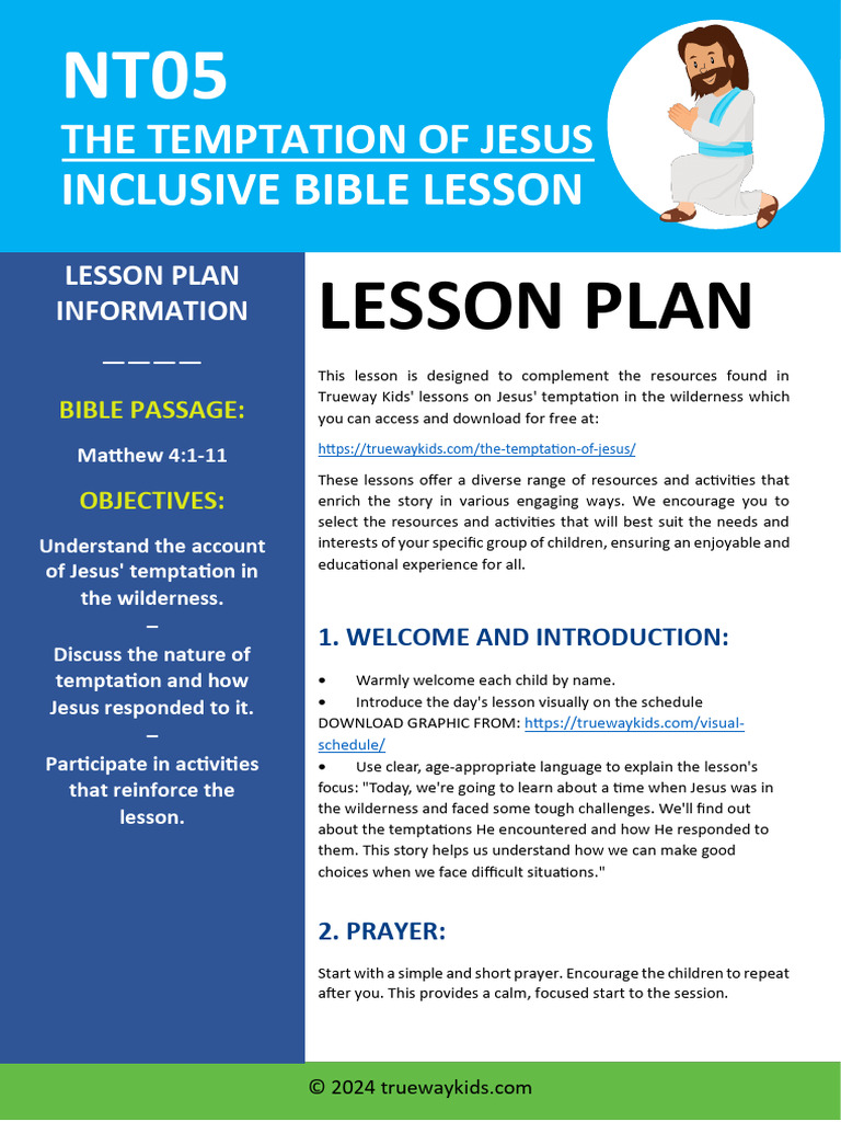 Jesus' Temptation Lesson Plan | PDF | Jesus | Copyright