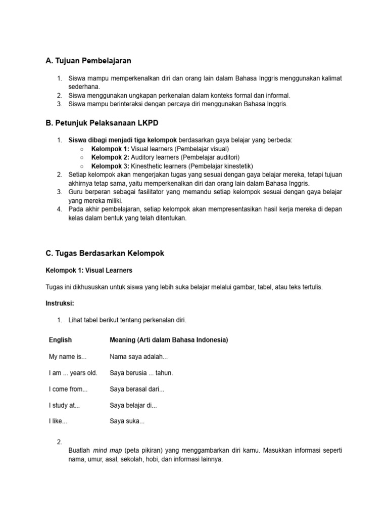 LKPD MAteri Introduction | PDF | Karier & Perkembangan | Kajian Bahasa Asing