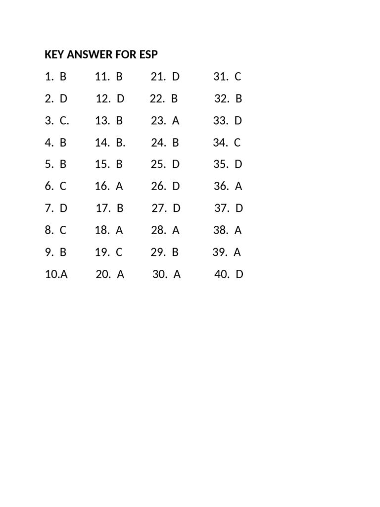 Key Answer For Esp | PDF