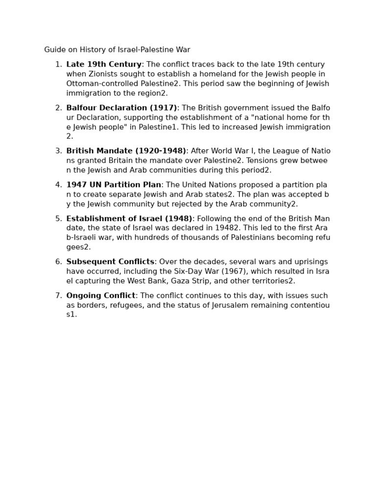 Guide On History of Israel-Palestine War | PDF | History