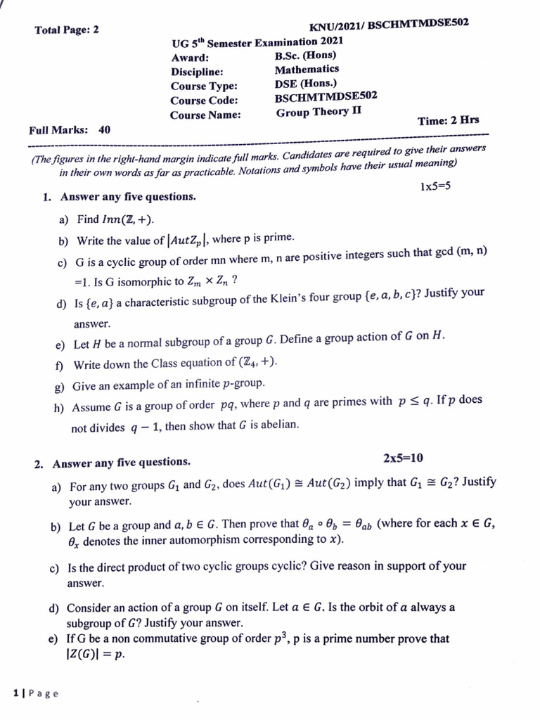 Groups(II) 2021 | PDF | Group (Mathematics) | Mathematical Concepts