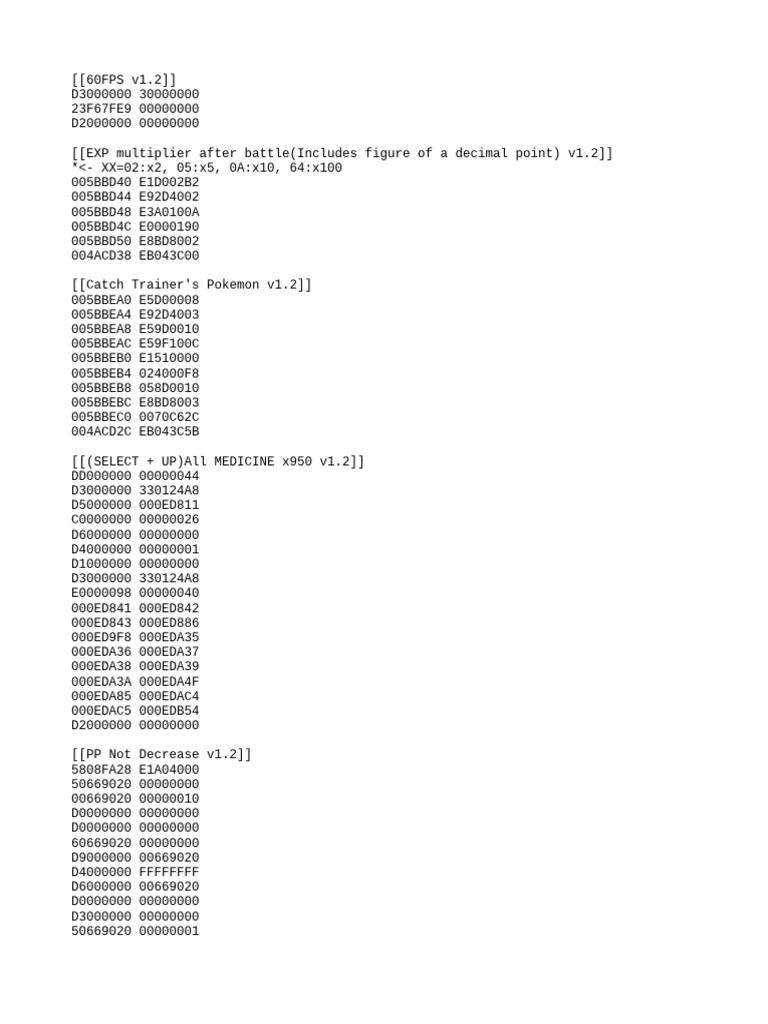 Cheat Codes for Game Modifications v1.2 | PDF | Teaching Methods & Materials | Computers