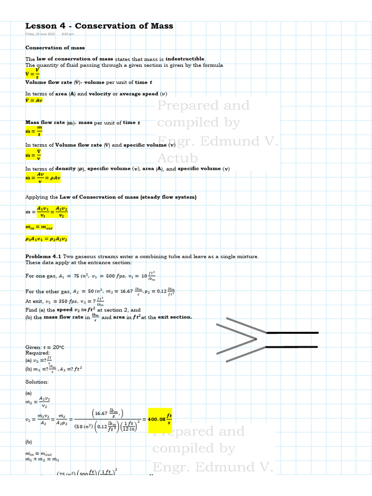 Lesson 4 - Conservation of Mass | PDF