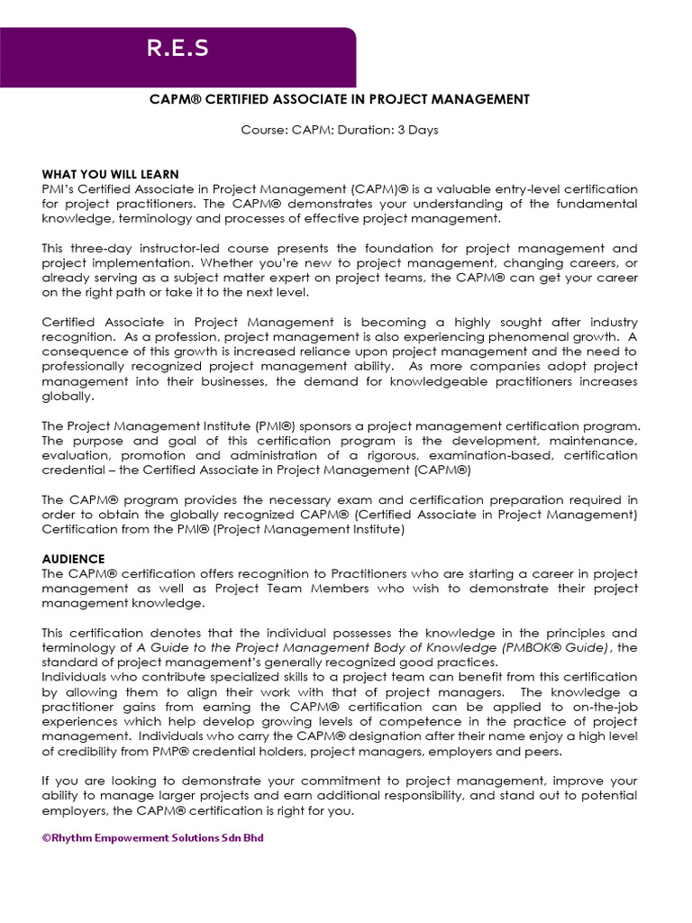 CAPM Certified Assc in Project MGMT - 3D | PDF | Project Management ...