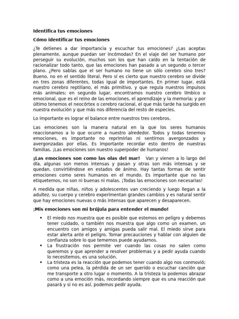 Identifica Tus Emociones | PDF | Las emociones | Humano