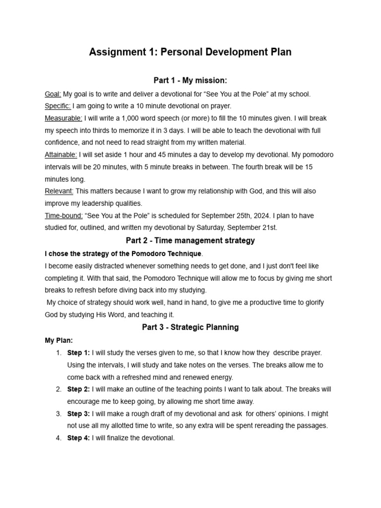 Student's Devotional Prep Plan | PDF | Career & Growth