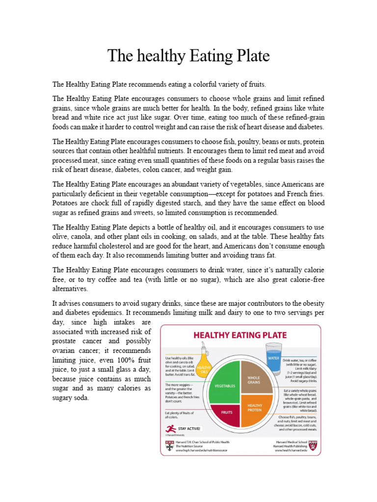 The Healthy Eating Plate With COMPLEX ANSWERS | PDF | Healthy Diet | Sugar