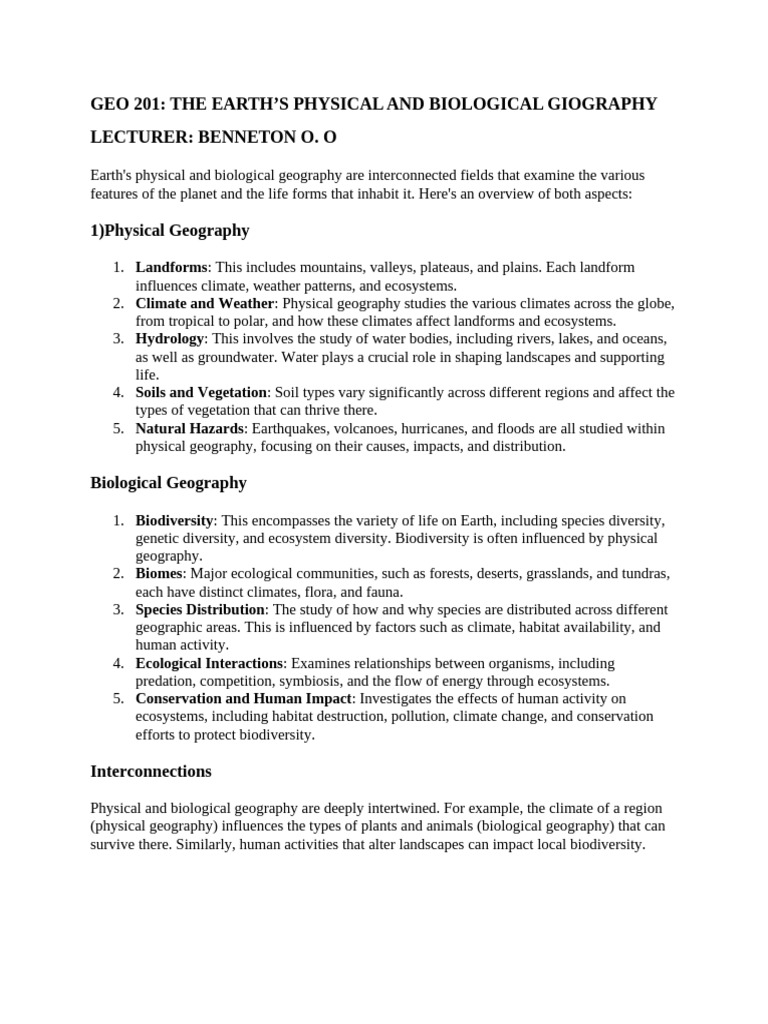Geog 201 (1) Introduction To Physical and Biological Geo. | PDF | River ...
