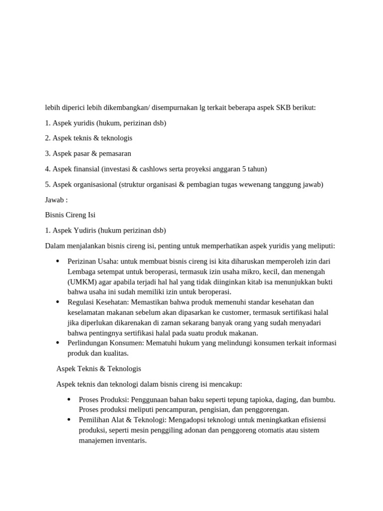 Syanindita Febriana - Tugas SKB Aspek Aspek Bisnis Uts | PDF | Bisnis
