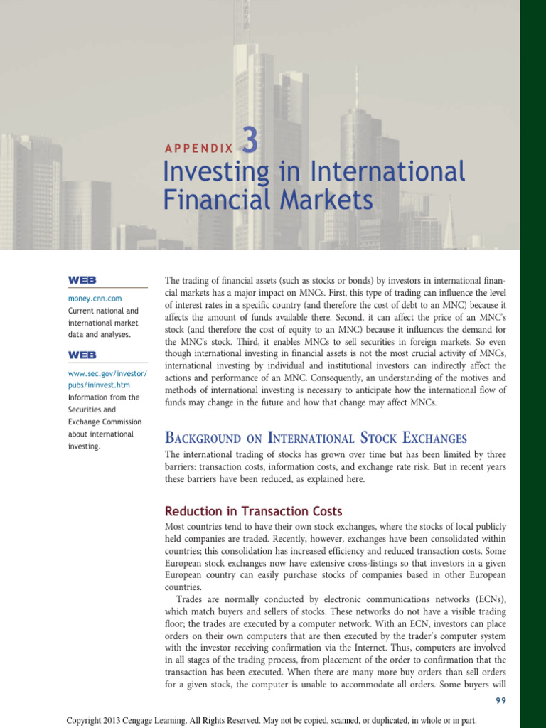 Investing in International FInancial Markets | PDF | Investing | Stocks