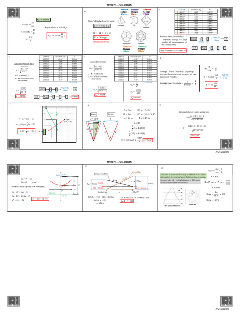 MSTE 9 - Solution | PDF | Errors And Residuals | Contour Line