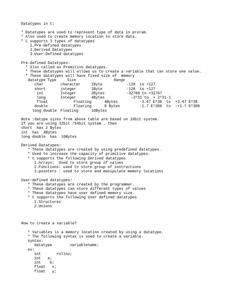 Datatypes | PDF | Computers Datatypes | PDF | Computers