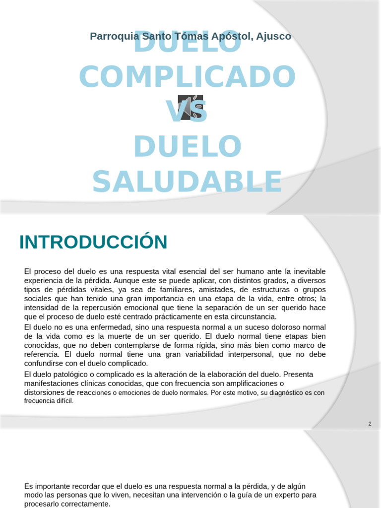 Duelo: Saludable vs Complicado | PDF | Dolor | Ansiedad