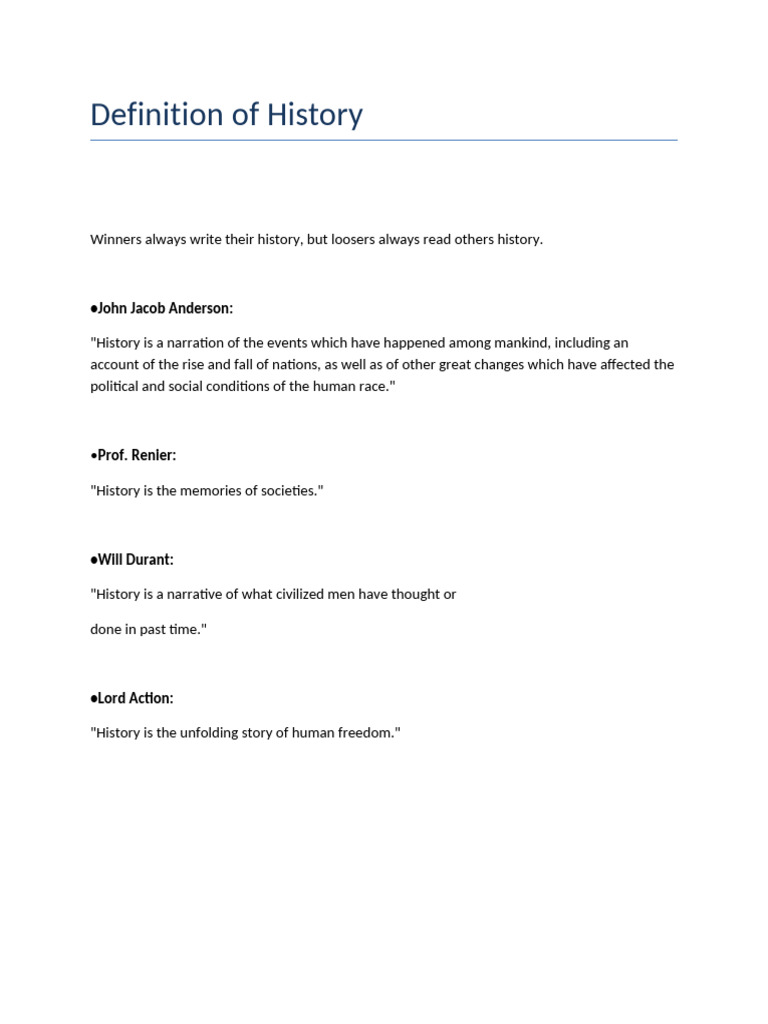 Definition of History | PDF