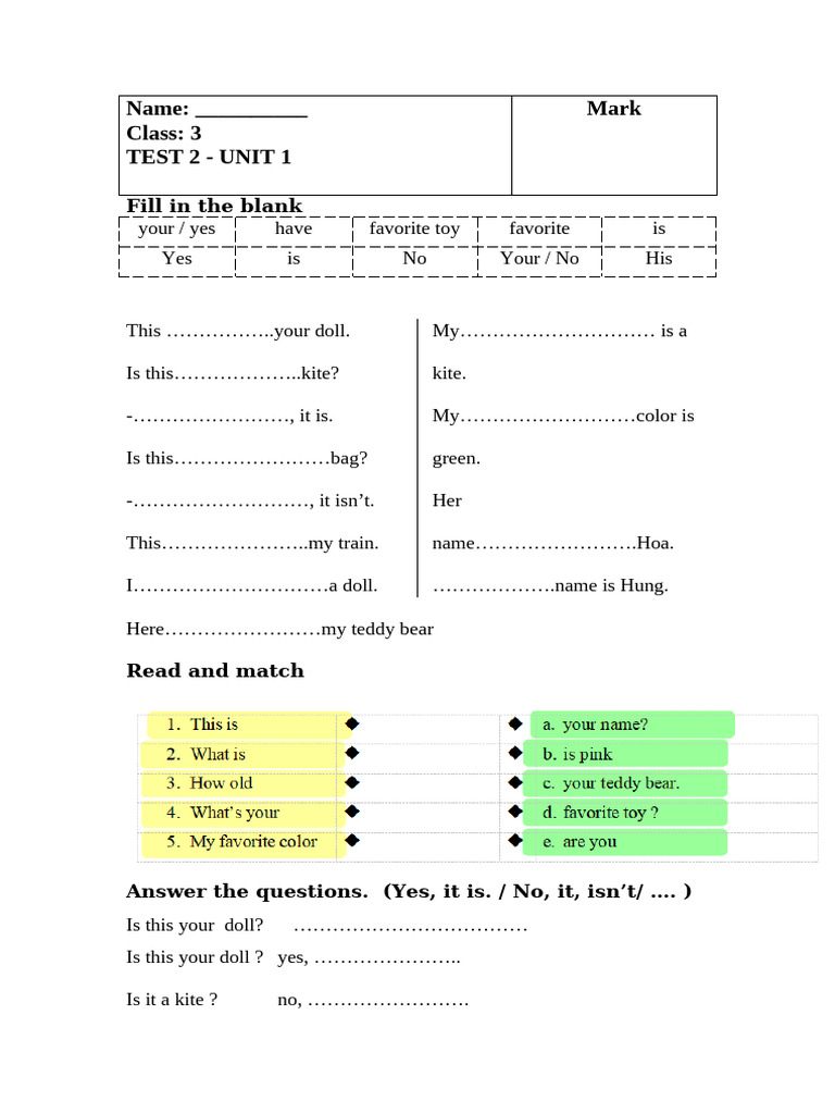 TEST 2 - UNIT 1 | PDF