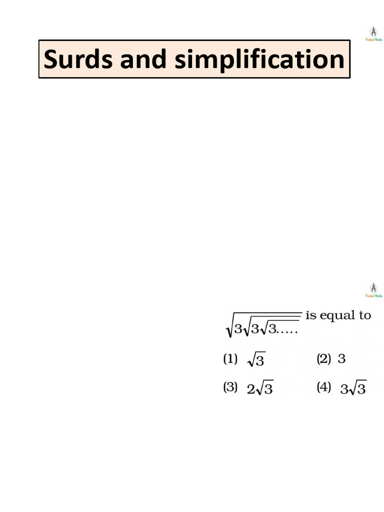 Surds and Simplification Series q | PDF
