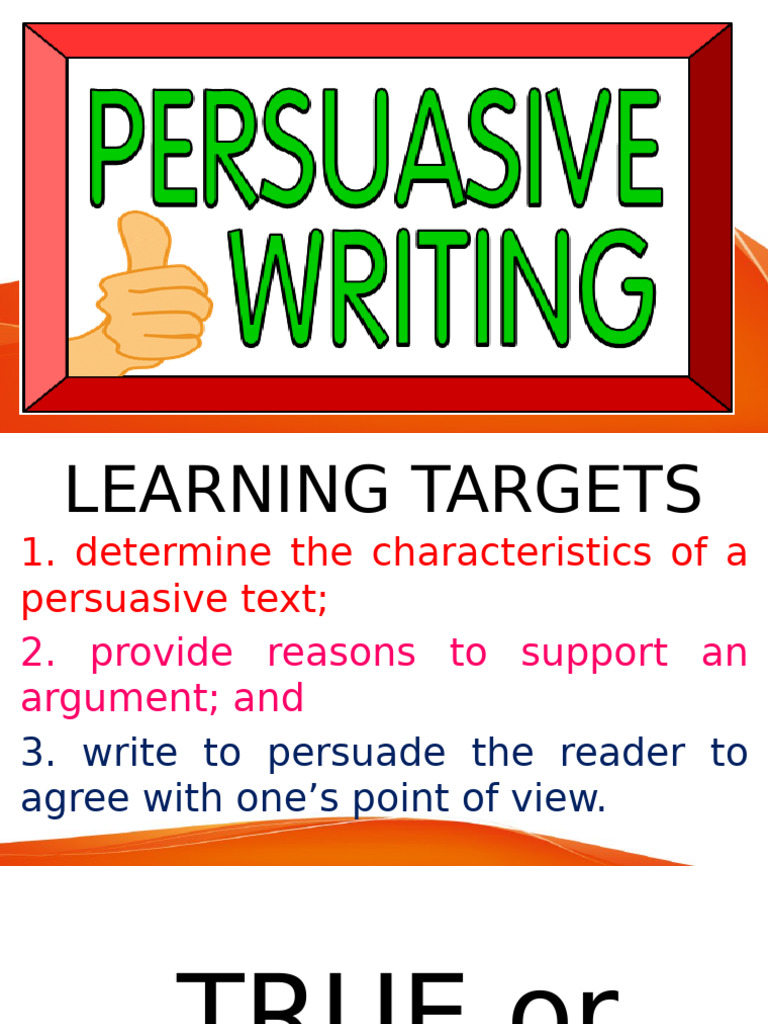 Persuasive Text English9 q2 m4 | PDF | Persuasion | Emotions