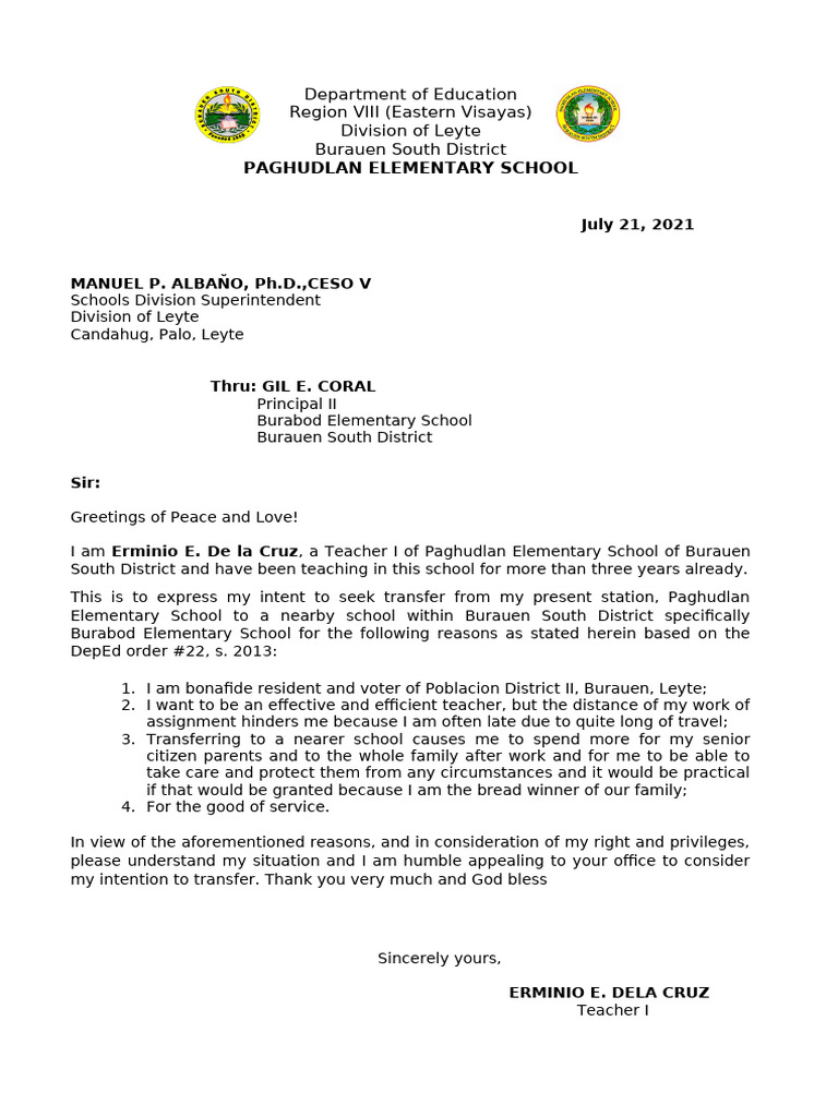 application-letter-for-transfer | PDF