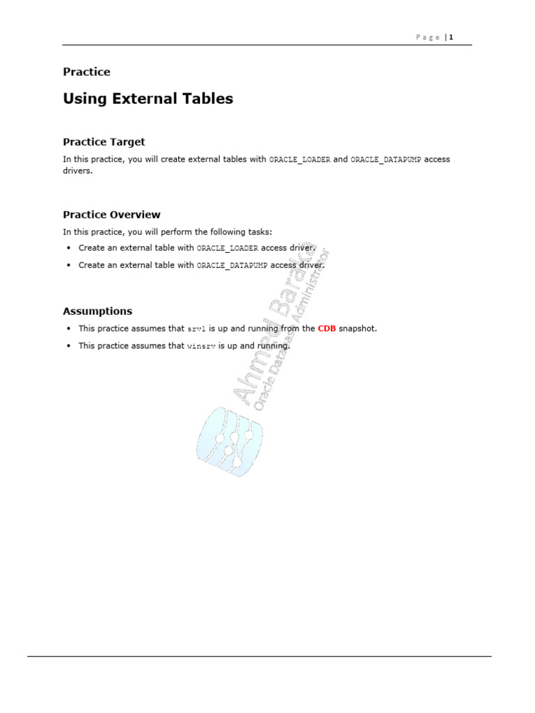 Practice Using External Tables Pdf Table Database Databases 7322