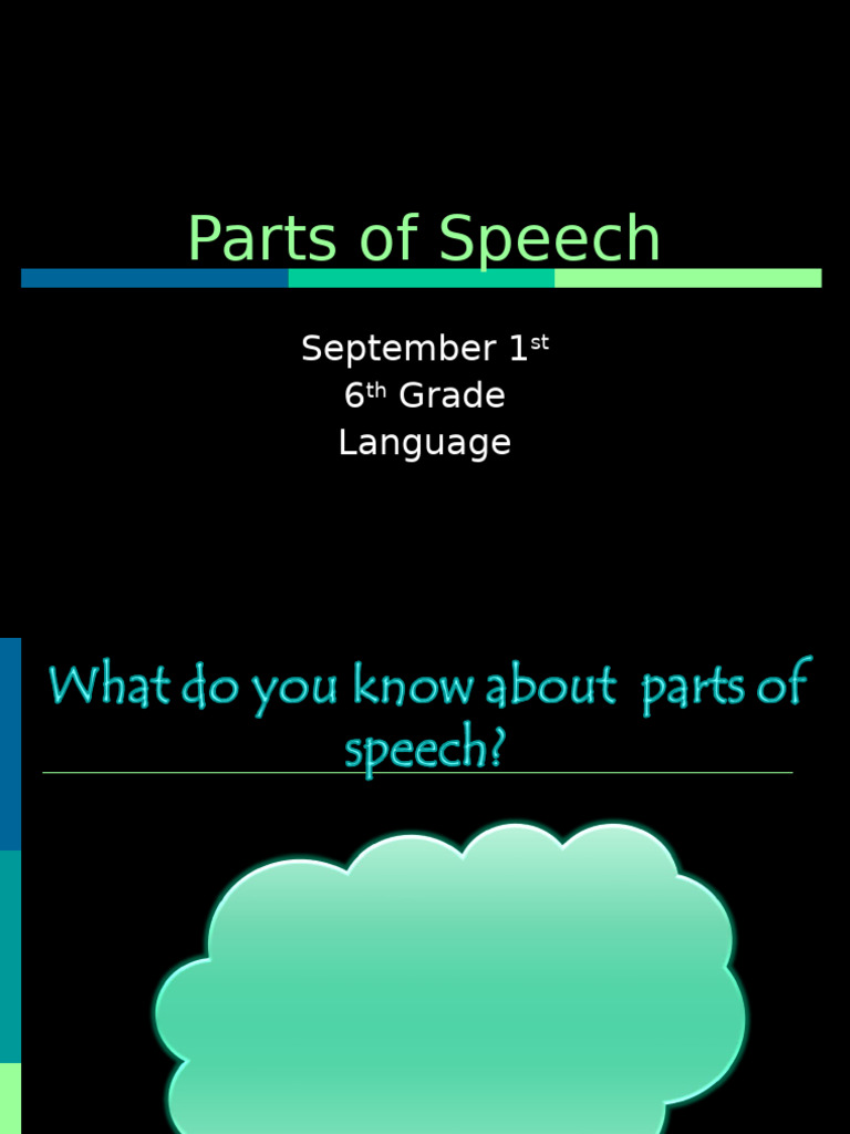 Part of Speech - 6th Grade | PDF | Verb | Pronoun