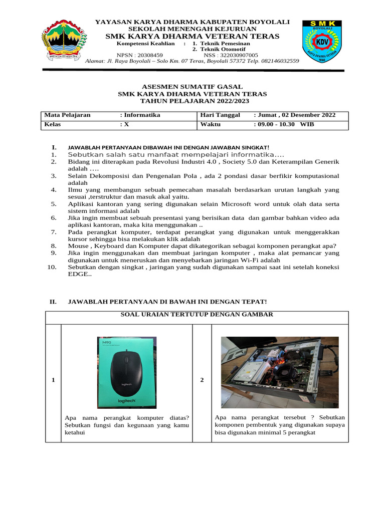 Soal Pas 22 - Sumatif Gasal | PDF | Teknologi & Rekayasa