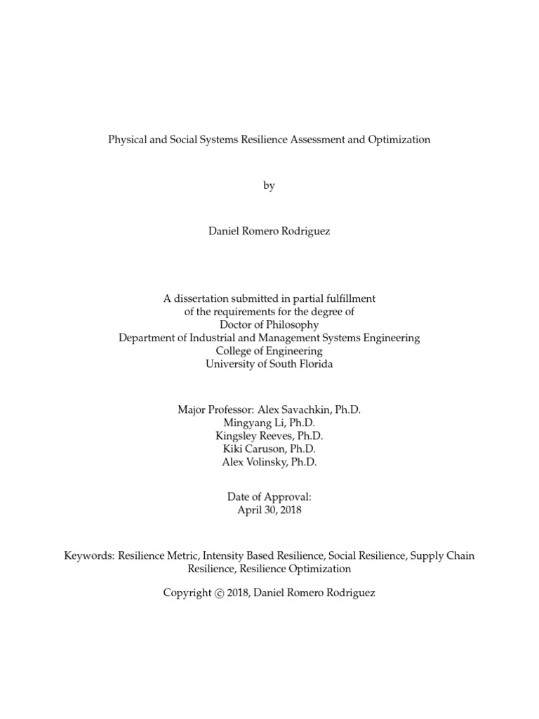 Physical and Social Systems Resilience Assessment and Optimization ...