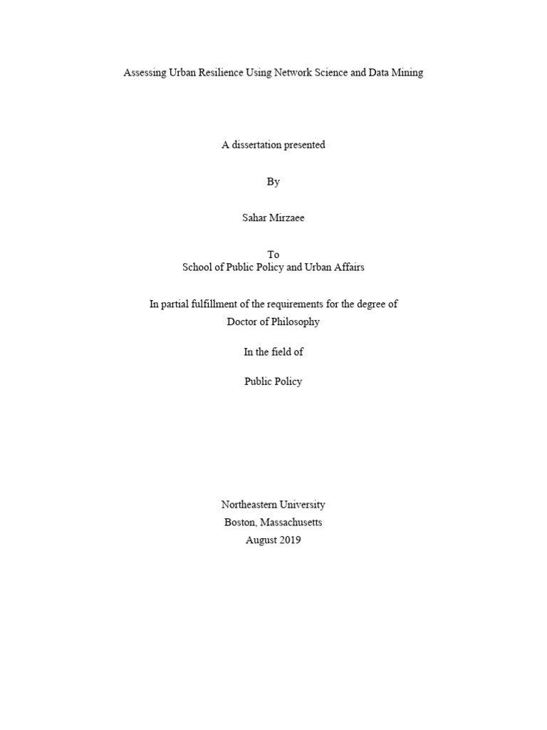 Assessing Urban Resilience Using Network Science and Data Mining | PDF ...