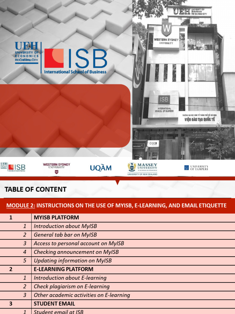 Module 2_Instructions on the Use of MyISB, E-learning, And Email Etiquette | PDF | Educational ...