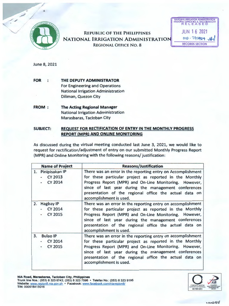 MPR Official Letter Request | PDF