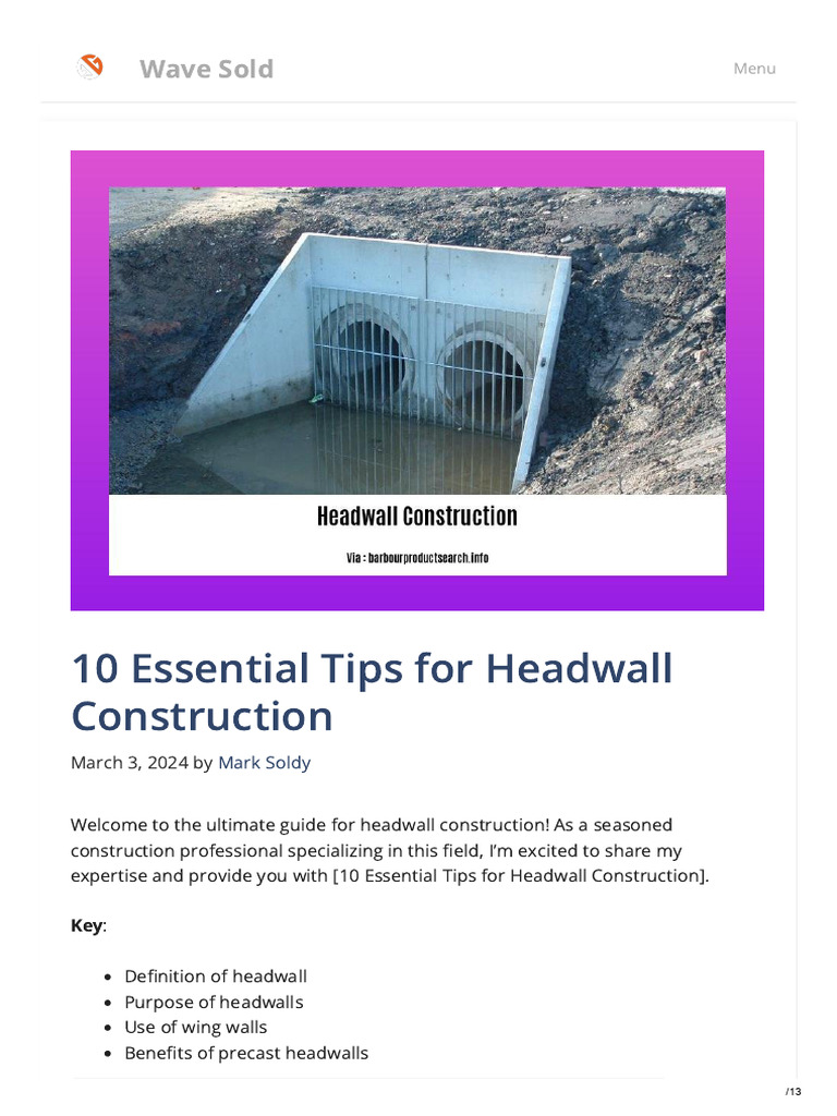 10 Essential Tips For Headwall Construction - Wave Sold | PDF ...