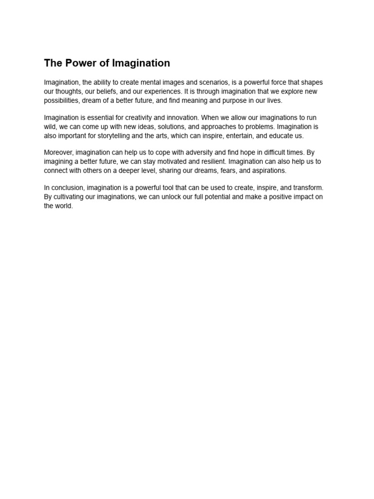 The Transformative Power of Imagination | PDF