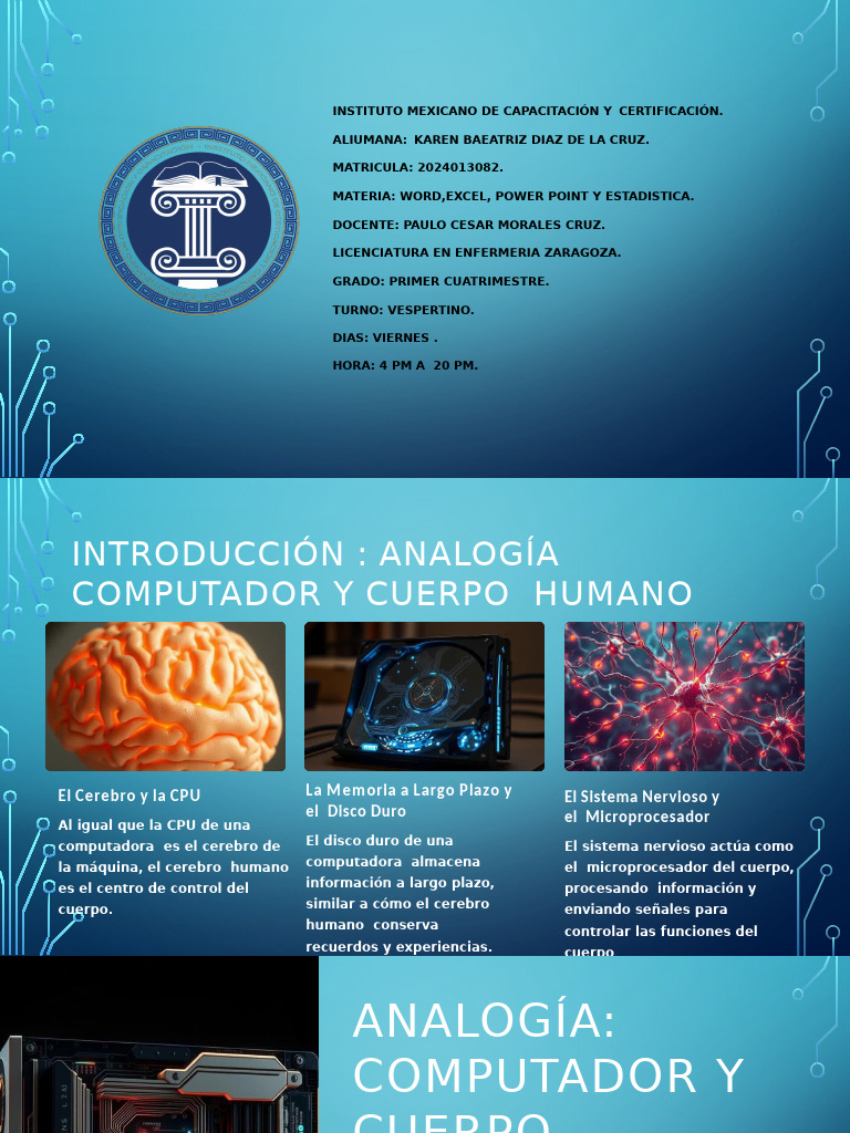 Analogia Computador y Cuerpo Humano | PDF | Almacenamiento de datos de ...