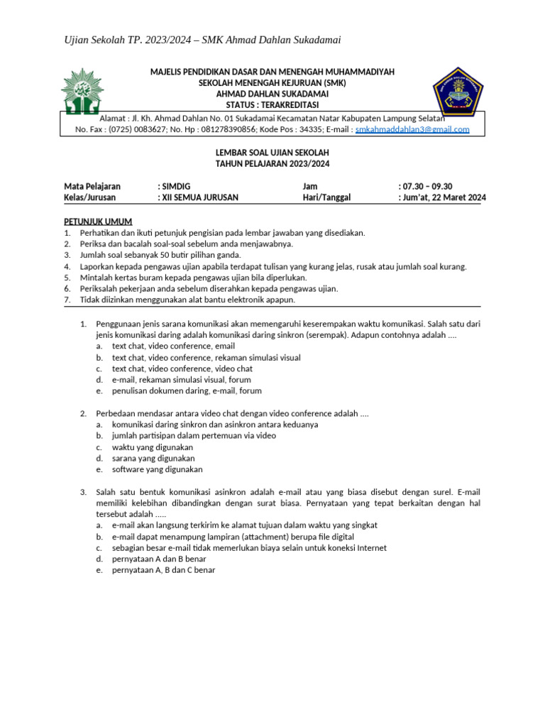 Soal Simdig Us 2024 | PDF