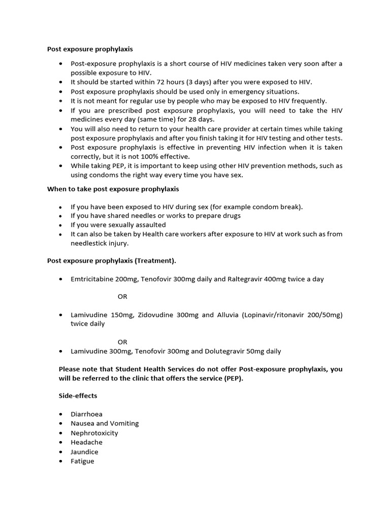 Post Exposure Prophylaxis Up - zp191047 | PDF | Diseases And Disorders ...