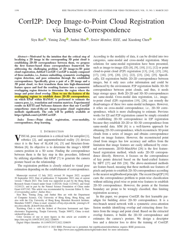 CorrI2P Deep Image-to-Point Cloud Registration Via Dense Correspondence ...