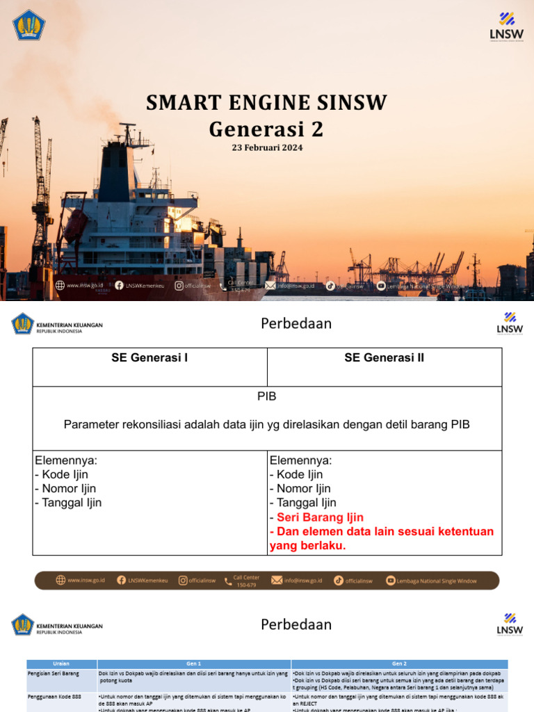 Bahan Paparan Sosialisasi BC Soetta Smart Engine SINSW Gen 2 | PDF