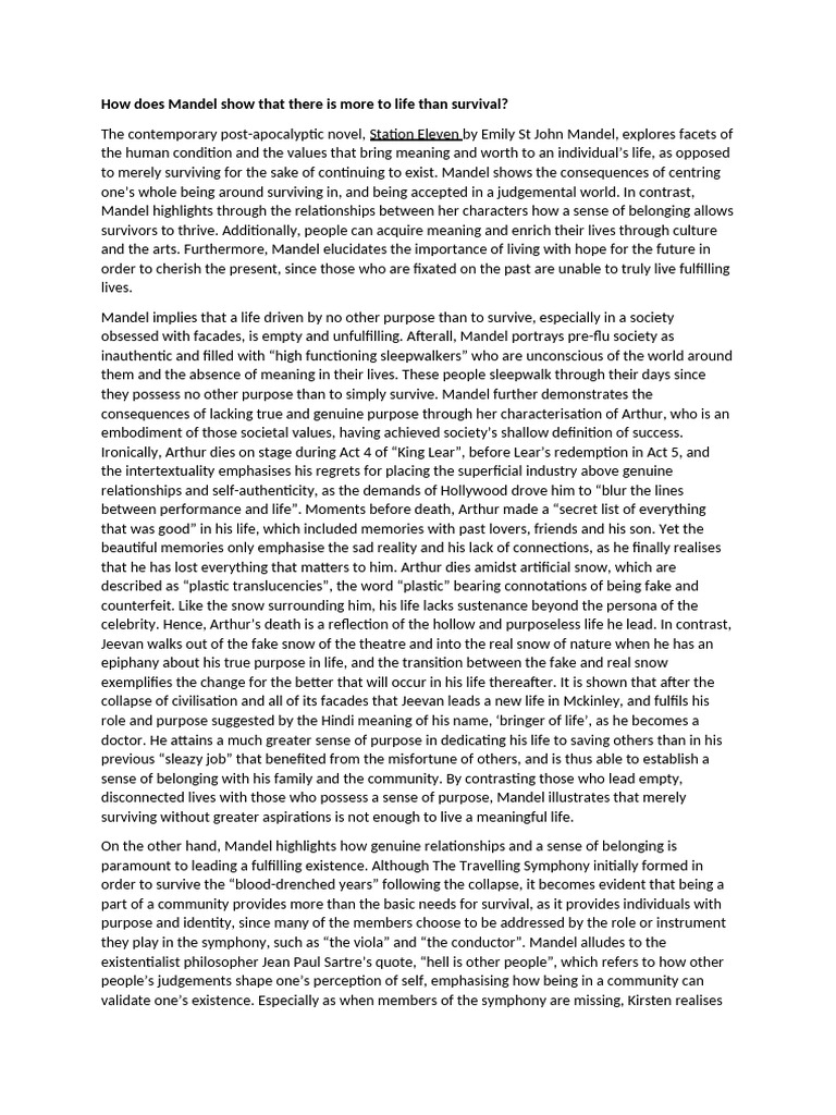 'More To Life Than Survival' Essay - REVISED | PDF