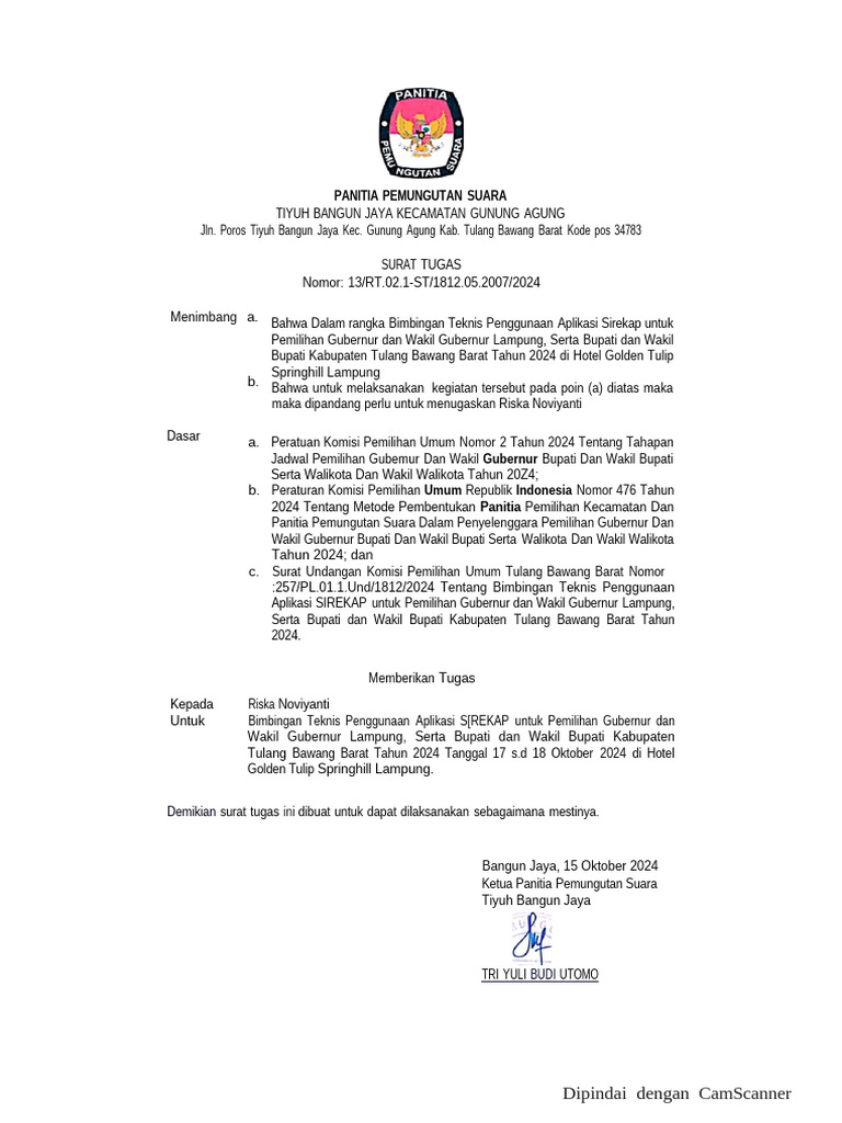 Surat Tugas Riska Noviyanti | PDF
